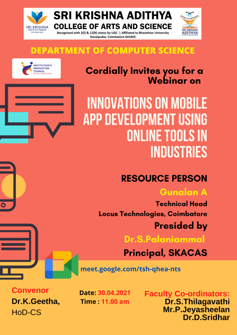 Webinar on “MOBILE APP DEVELOPMENT USING ONLINE TOOLS” – SKACAS