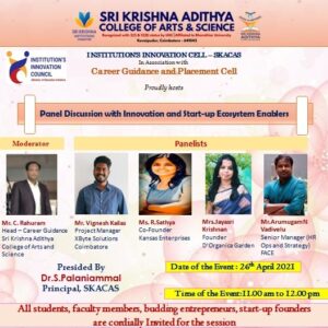 Panel Discussion with Innovation and start-up Ecosystem Enablers – SKACAS
