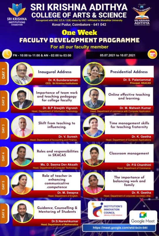 One Week Faculty Development Programme – SKACAS