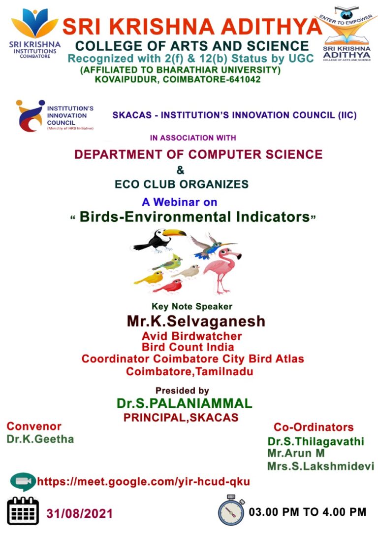 Webinar on Birds Environmental Indicators – SKACAS